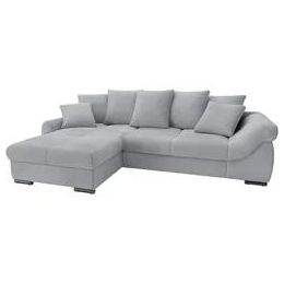 Ecksofa Inosign "Livorno" Sofas Gr. B/H/T: 266cm x 66cm x 188cm, Microfaser, Recamiere links-Bettfunktion rechts, microfaser 45 grau inkl. Hochschläfer-Bettauszug, XL-Bettkasten weiß beschichtet