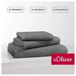 Handtuch Set s.Oliver "s. Oliver, besonders weich und saugfähig" Handtücher (Packung) Gr. 3 St., grau 1 Gästetuch 30x50 cm, Handtuch 50x100 Duschtuch 70x140 cm