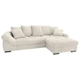 Ecksofa Inosign "Livorno DuraFlex" Sofas Gr. B/H/T: 266cm x 66cm x 188cm, Soft clean, Recamiere rechts-Bettfunktion links, beige (novaclean avanti 4 ecru) inkl. Hochschläfer-Bettauszug, XL-Bettkasten weiß beschichtet