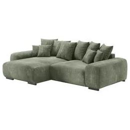 Polsterecke Home Affaire "Sundance II" Sofas Gr. B/H/T: 318 cm x 92 cm x 188 cm, Veloursstoff, Recamiere links-Bettfunktion rechts, grün (dolce 11 green) Dauerschläfer mit EasyBett-Schlaffunktion, Bettkasten und Topper