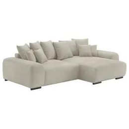 Ecksofa Home Affaire "Sundance" Sofas Gr. B/H/T: 318 cm x 92 cm x 188 cm, Microfaser 2, Recamiere rechts, beige (novaclean avanti 6 taupe) Dauerschläfer mit EasyBett-Schlaffunktion, Bettkasten und Topper