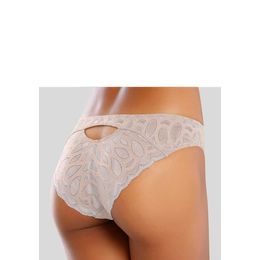 Lascana Tanga 'Evita' beige Gr. 44/46 für Damen. Mit Schmuckelement, Schleife, Spitze