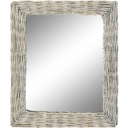 Crystal Wicker Mirror 52,5x4x63 grau geflochtenes Glas Weiden graues Material Mehrfarbige Farbfamilienspiegel Details