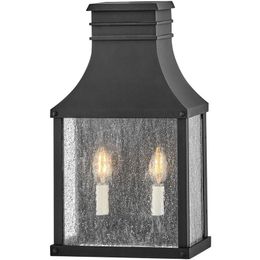 Licht-Erlebnisse - Außenwandleuchte Aluminium Glas IP44 Schwarz antik E14 2-flammig Vintage Außenleuchte Wand