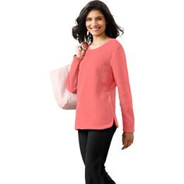 Damen Fleeceshirt mit abgerundetem Saum flamingo, Gr&ouml;&szlig;e 44
