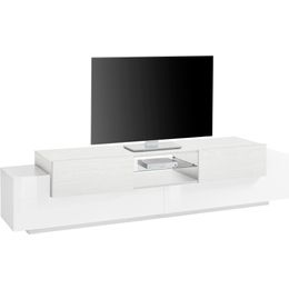 Lowboard Inosign "Coro,Lowboard,TV-Kommode,TV-Möbel,TV-Bank" Sideboards Gr. B/H/T: 220 cm x 51 cm x 45 cm, weiß (weiß, eiche gekalkt) mit 2 Klappen, Türen, 1 Glasboden, Breite 220