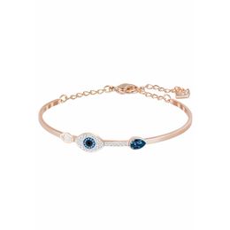 Armreif Swarovski "DUO EVIL EYE, BLAU, METALLMIX, Magisches Auge, 5171991" Armbänder Gr. M, Metall, rosegold (roségoldfarben-blau + kristallweiß-blau) Damen Armschmuck mit Swarovski Kristall