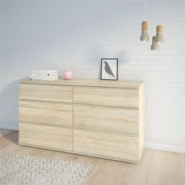 Kommode Inosign "Nova, Aufbewahrung, Schubladenschrank, Stauraum" Sideboards Gr. B/H/T: 153,4 cm x 83,7 cm x 50,0 cm, 6 St., braun (eiche struktur) Schubladenkommode 8 Schubladen, Stauraum, grifflos, Breite 154 cm, Höhe 84 cm