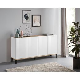 Sideboard Inosign "Sunrise" Sideboards Gr. B/H/T: 160 cm x 82 cm x 40 cm, weiß (weißhg, ahorn pereira) Breite 160 cm