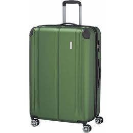 Hartschalen-Trolley Travelite "CITY L" Gr. B/H/T: 49 cm x 77 cm x 32 cm 113 l, grün Koffer Reisekoffer mittel groß Reisegepäck mit erweiterbarem Volumen