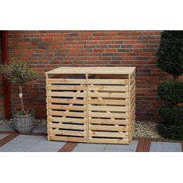 Mülltonnenbox Promadino "Vario V" Aufbewahrungsboxen Gr. B/H/T: 92 cm x 122 cm x 148 cm, beige (natur) für 2 Tonnen, robust aus ökologisch, zertifiziertem Kiefernholz