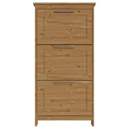 Schuhkipper Home Affaire "Lukas" Sideboards Gr. B/H/T: 60cm x 119cm x 19cm, Mit 3 Klappen, beige (natur) Aus massiver Kiefer, dekorative Fräsungen