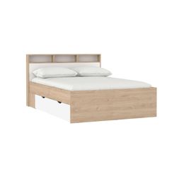 Stauraumbett Andas "Ikast Bett, Bettgestell, Stauraum, Aufbewahrung", weiß (jackson hickory, weiß), B:149,8cm H:96,8cm L:216cm, Betten, Liegefläche 140x200 cm, 2 Schubladen