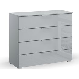 Kommode Rauch "Koluna" Sideboards Gr. B/H/T: 93 cm x 81,0 cm x 42,0 cm, 4 St., grau (seidengrau, glas seidengrau) mit Glasfront, 4 Schubkästen, inkl. 6er-Set Filzboxen