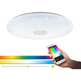 Eglo Deckenleuchte "TOTARI-C", weiß (weiß, chromfarben), Ø 58cm H: 13,5cm, Lampen, Smart Home Deckenlampe Ø58cm, dimmbar, Weißtöne und Farben einstellbar, LED Sternenhimmel