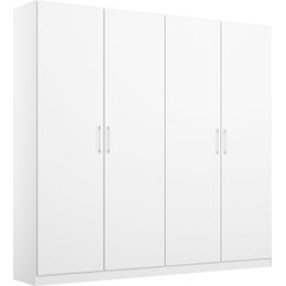 Drehtürenschrank Rauch "Kleiderschrank Schrank Garderobe Wäscheschrank COSMO" Schränke Gr. B/H/T: 181cm x 197cm x 54cm, Ohne Spiegel, weiß (alpinweiß) mit zusätzlichen Einlegeböden, Metallgriffe in Weiß MADE IN GERMANY