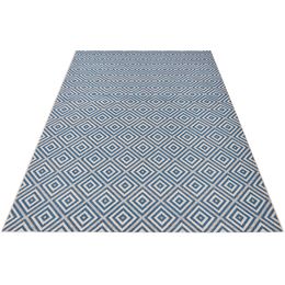 Teppich NORTHRUGS "Karo" Teppiche Gr. B: 240 cm 1 St., 8 mm, L: 340 cm, blau In- & Outdoor, Läufer, Wetterfest, Raute, Balkon, Garten, Flur