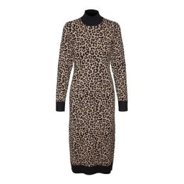 Véro Moda Strickkleid VERO MODA "VMARIA ART LS HIGH-NECK CALF DRESS GA" Gr. XS (34), N-Gr, schwarz (black detail:with silver mink leo print) Damen Kleider