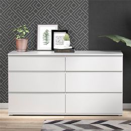 Kommode Inosign "Nova, Aufbewahrung, Schubladenschrank, Stauraum" Sideboards Gr. B/H/T: 153,4 cm x 83,7 cm x 50,0 cm, 6 St., weiß Schubladenkommode 8 Schubladen, Stauraum, grifflos, Breite 154 cm, Höhe 84 cm