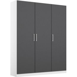 Drehtürenschrank Rauch "Kleiderschrank Schrank Garderobe Wäscheschrank COSMO" Schränke Gr. B/H/T: 136 cm x 197 cm x 54 cm, Ohne Spiegel, weiß (alpinweiß, graumetallic) mit zusätzlichen Einlegeböden, Metallgriffe in Weiß MADE IN GERMANY