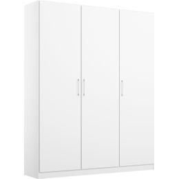 Drehtürenschrank Rauch "Kleiderschrank Schrank Garderobe Wäscheschrank COSMO" Schränke Gr. B/H/T: 136cm x 197cm x 54cm, Ohne Spiegel, weiß (alpinweiß) mit zusätzlichen Einlegeböden, Metallgriffe in Weiß MADE IN GERMANY