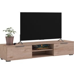 TV-Board Inosign "Match, TV-Möbel, Fernsehtisch, TV-Unit, Media-Möbel, Sideboard" Sideboards Gr. B/H/T: 172,7 cm x 33,1 cm x 39,9 cm, 2 St., braun (eichefarben) mit 2 Schubladen und 1 offenen Fach, Breite 172,7 cm, Höhe 33 cm