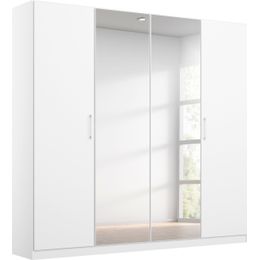 Drehtürenschrank Rauch "Kleiderschrank Schrank Garderobe Wäscheschrank COSMO" Schränke Gr. B/H/T: 181cm x 197cm x 54cm, Mit Spiegel, weiß (alpinweiß) mit zusätzlichen Einlegeböden, Metallgriffe in Weiß MADE IN GERMANY