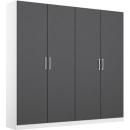 Drehtürenschrank Rauch "Kleiderschrank Schrank Garderobe Wäscheschrank COSMO" Schränke Gr. B/H/T: 181 cm x 197 cm x 54 cm, Ohne Spiegel, weiß (alpinweiß, graumetallic) mit zusätzlichen Einlegeböden, Metallgriffe in Weiß MADE IN GERMANY