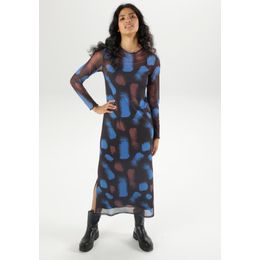 Maxikleid Aniston CASUAL Gr. 36, N-Gr, bunt (schwarz, royalblau, braun) Damen Kleider mit farbharmonischem, grafischen Druck - NEUE KOLLEKTION