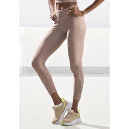 active by Lascana Funktionsleggings LASCANA ACTIVE "/Sportleggings" Gr. L (44/46), N-Gr, grau (taupe) Damen Hosen mit V-förmigen Bündchen in Leo-Optik