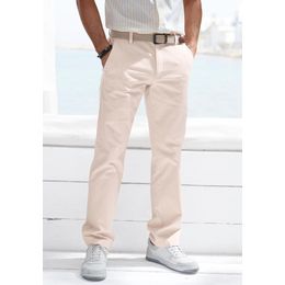 Chinohose John Devin "regular-fit, lange Oxford Hose" Gr. 32, Länge 34, beige Herren Hosen aus elastischer Baumwoll-Qualität