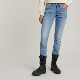 G-Star Raw Straight-Jeans G-STAR "Midge", Damen, Gr. 30, Länge 30, blau (lt indigo aged), Denim/Jeans, Obermaterial: 92% Baumwolle, 7% Elastomultiester, 1% Elasthan, modisch, straight fit lang, Jeans, 5-Pocket-Design mit markanten Steppnähten