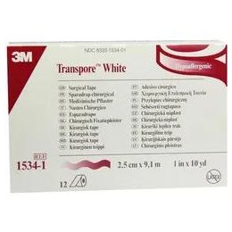 Transpore White 2,5 cmx9,1 m Rollenpflas 12 St