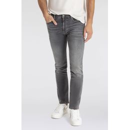 Slim-fit-Jeans BOSS Orange "DELAWARE BO" Gr. 33, Länge 32, grau (dark grey024) Herren Jeans mit BOSS Leder-Badge