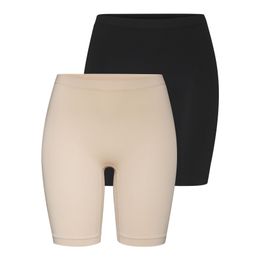 Langer Boxer Lascana Gr. 40/42, schwarz (beige, schwarz) Damen Unterhosen aus weicher Microfaser