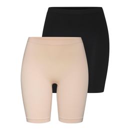 Langer Boxer Lascana Gr. 32/34, schwarz (beige, schwarz) Damen Unterhosen aus weicher Microfaser