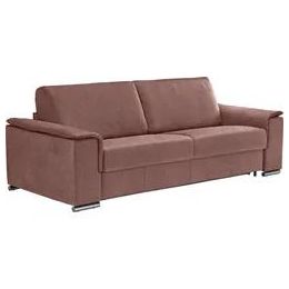 Schlafsofa Egoitaliano "Cecilia, modern & elegant, erstklassiger Sitzkomfort, Dauerschläfer" Sofas Gr. B/H/T: 234cm x 85cm x 102cm, Luxus-Microfaser BLUSH, braun (cedar wood) inkl. Matratze und hochwertigem Metallbettrahmen, toller Schlafkomfort