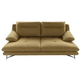 2,5-Sitzer Calia italia "Cezanne, elegant und bequem, aufwendige Detailverarbeitung" Sofas Gr. B/H/T: 195cm x 90cm x 109cm, Struktur (100% Polyester), mit Sitztiefenverstellung, gelb (35 senape) im Strukturbezug, wahlweise mit Sitztiefenverstellung