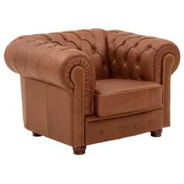 Sessel Max Winzer "Norwin, Loungesessel, Chesterfield mit Ziernägeln in der Chatose" Gr. Leder 93700, B/H/T: 110 cm x 74 cm x 98 cm, braun (cognac) Clubsessel, klassisch, edel, modern und bequem