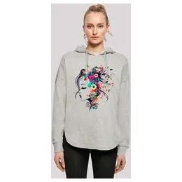 Kapuzenpullover F4NT4STIC "Silhouette Bunte Blumen" Gr. L, grau Damen Pullover Print