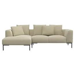 Ecksofa FLEXLUX "Sava" Sofas Gr. B/H/T: 294cm x 94cm x 166cm, Chenille, Chaiselongue links, beige (sandy beige) Taschenferderkern-Sitz mit Kaltschaum, lose Rücken- & Dekokissen