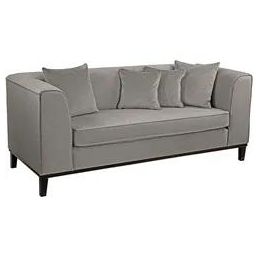 3-Sitzer Fink "Maxim", grau (zink), B:202cm H:84cm T:85cm, Sofas, mit schmalem Holzsockel, inklusive 4 Zierkissen