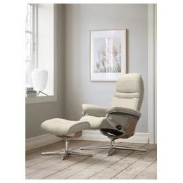 Relaxsessel stressless "Sunrise" Sessel Gr. Struktur fein JASMINE, Cross Base Eiche, Relaxfunktion-Drehfunktion-PlusTMSystem-Gleitsystem-BalanceAdaptTM, B/H/T: 79cm x 103cm x 73cm, beige (beige jasmine) mit Hocker, Cross Base, Größe S, M & L, Holzakzent Eiche