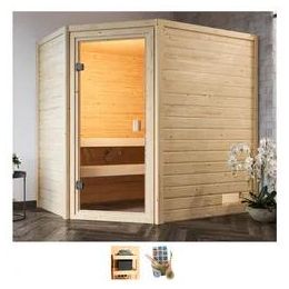 Welltime Sauna "Juli" Saunen ohne Ofen Gr. ohne Ofen, beige (naturbelassen)