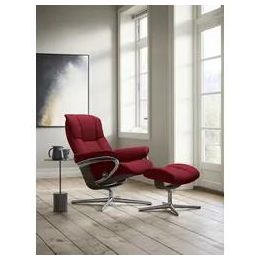 Relaxsessel stressless "Mayfair" Sessel Gr. ROHLEDER Stoff Q2 FARON, Cross Base Braun, Relaxfunktion-Drehfunktion-PlusTMSystem-Gleitsystem-BalanceAdaptTM, B/H/T: 83cm x 102cm x 74cm, rot (red q2 faron) mit Cross Base, Größe S, M & L, Holzakzent Braun