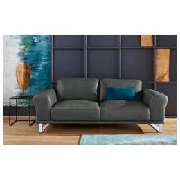 2,5-Sitzer W.Schillig "montanaa" Sofas Gr. B/H/T: 212cm x 78cm x 94cm, Longlife Xtra-Leder Z69, grau (anthrazit z69) mit Metallkufen in Chrom glänzend, Breite 212 cm