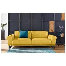 2,5-Sitzer W.Schillig "montanaa" Sofas Gr. B/H/T: 232cm x 78cm x 94cm, Longlife Xtra-Leder Z69, gelb (lemon z69) mit Metallkufen in Schwarz pulverbeschichtet, Breite 232 cm