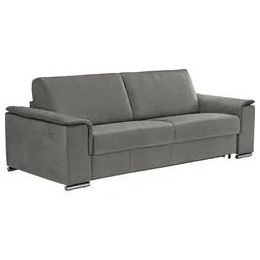 Schlafsofa Egoitaliano "Cecilia, modern & elegant, erstklassiger Sitzkomfort, Dauerschläfer" Sofas Gr. B/H/T: 234cm x 85cm x 102cm, Luxus-Microfaser Lederoptik, grau (steingrau) inkl. Matratze und hochwertigem Metallbettrahmen, toller Schlafkomfort