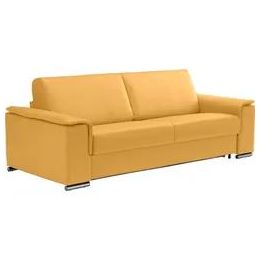 Schlafsofa Egoitaliano "Cecilia, modern & elegant, erstklassiger Sitzkomfort, Dauerschläfer" Sofas Gr. B/H/T: 234 cm x 85 cm x 102 cm, Leder BULL, gelb inkl. Matratze und hochwertigem Metallbettrahmen, toller Schlafkomfort