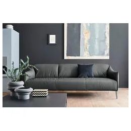 3-Sitzer W.Schillig "sally" Sofas Gr. B/H/T: 224cm x 78cm x 84cm, Longlife Xtra-Leder Z59, grau (graphit z59) mit Metall-Winkelfüßen in Silber matt, Breite 224 cm